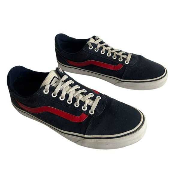 Vans | Shoes | Vans Ward Deluxe 72356 Blue Suede Red Casual Shoes Skater Sneakers Mens Size 11 ...